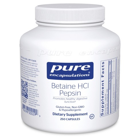Pure Encapsulations Betaine Hcl Pepsin-digestive Enzyme Supplement For ...