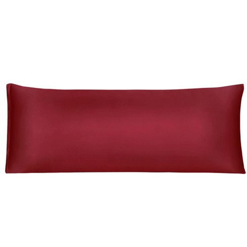 Piccocasa Zippered Closure Silky Satin Body Long Pillowcase Burgundy 21 ...