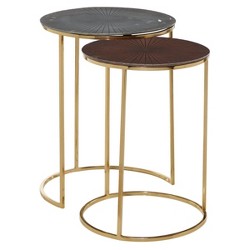 Set Of 2 Contemporary Marble Accent Tables Gold - Olivia & May : Target