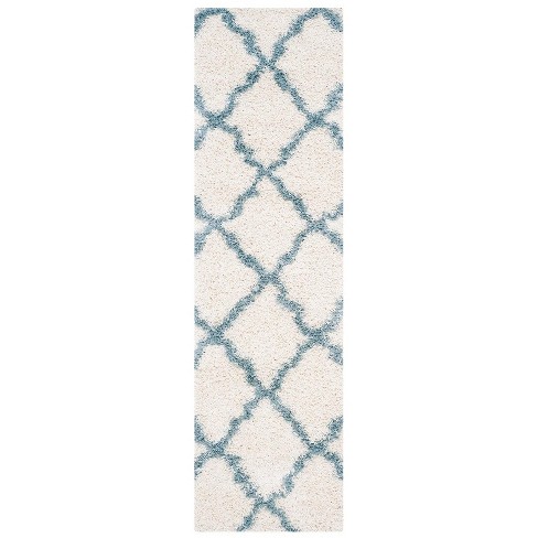 Dallas Shag Sgd257 Power Loomed Indoor Runner Rug - Ivory/light Blue ...