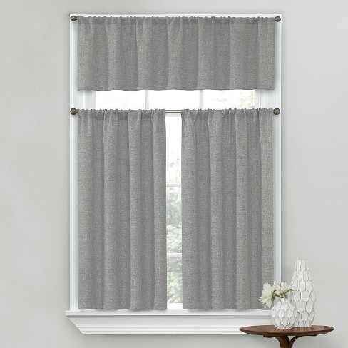 Kate Aurora Complete Textured 3 Piece Cafe Kitchen Curtain Tier ...
