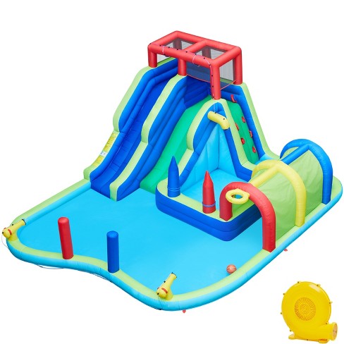 Yaheetech Double Lane Inflatable Water Slide For Backyard, Blue : Target
