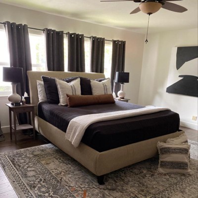 Kline Burlap Weave Thermal 100% Blackout Grommet Top Curtain Panel ...