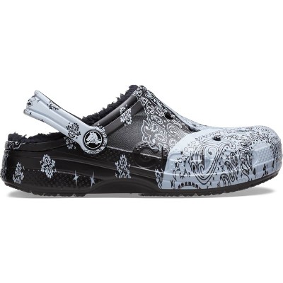 Crocs Kids Baya Lined Printed Clog Slippers, J2, Black/white : Target