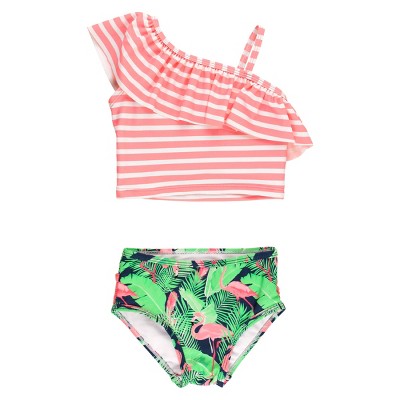 Rufflebutts Toddler Girls One Shoulder Ruffle Tankini : Target
