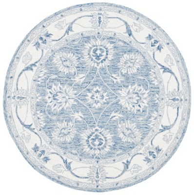 Micro-loop Mlp536 Hand Tufted Area Rug - Light Blue/ivory - 5' Round ...