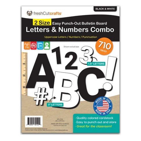 Freshcut Crafts Bulletin Board Letters & Numbers, Black & White, 1.5in ...