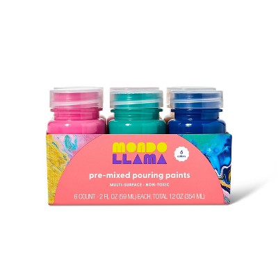 6ct Pre mixed Pouring Paints Mondo Llama Water based Acrylic Non toxic Multicolor Brights Craft Paint For Ages 13 Target