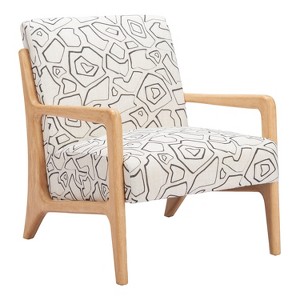 HomeStock 31.1 in H Beige Finish Square Wood Frame Straight Armchair ...