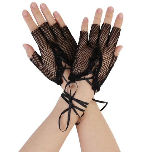 Allegra K Women's Fishnet Thumb Holes Fingerless Gloves : Target