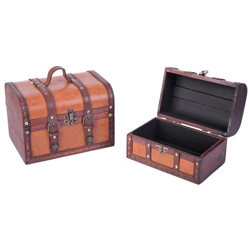 Quickway Imports Decorative Leather Treasure Boxes, Set Of 2 : Target