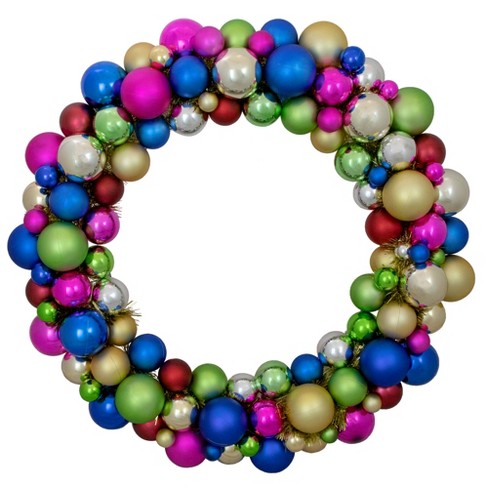Northlight Rainbow 2-finish Shatterproof Ball Christmas Wreath - 36 ...
