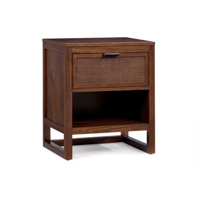 Hatteras Nightstand with 1 Drawer and Open Shelf Storage, Walnut ...
