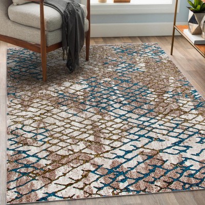Luxe Weavers Beige Aqua Modern Geometric 5x7 Area Rug : Target