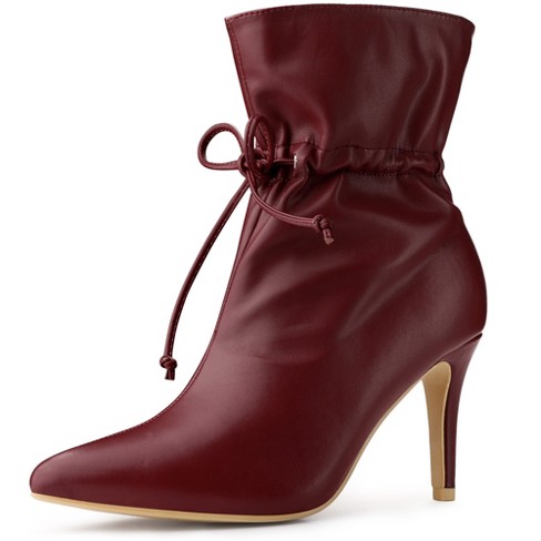 Allegra K Women's Pointed Toe Drawstring Pull On Stiletto Heel Ankle ...