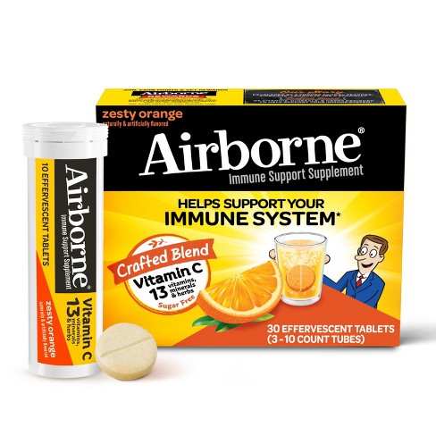 Airborne Immune Support Supplement Dissolving Tablets - Zesty Orange ...