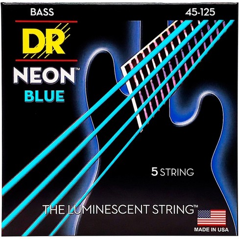 Dr Strings Hi-def Neon Blue Coated Medium 5-string (45-125) Bass Guitar ...