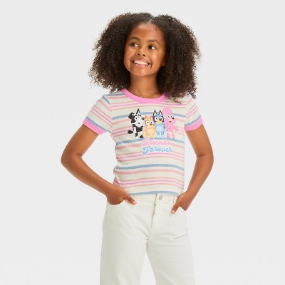 Bluey Little Girls Knotted Graphic T-shirt Purple 4 : Target