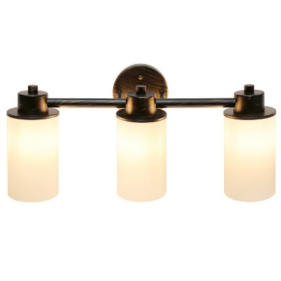 3 Light Metal And Opaque White Glass Shade Vanity Wall Light Fixture ...