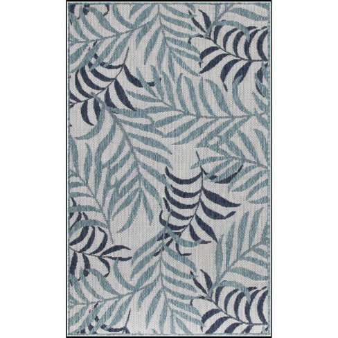 Nourison Garden Oasis Tropical Outdoor Rug Blue 3' X 5' : Target
