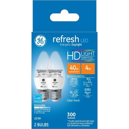 Ge 2pk 4w 40w Equivalent Refresh Led Hd Light Bulbs Daylight Clear : Target