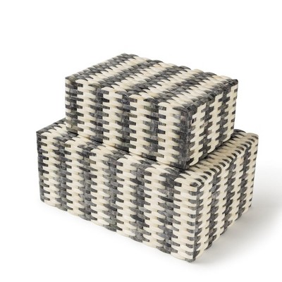 Classic Touch Grey Wood Decorative Box With Gold Flower Opener : Target