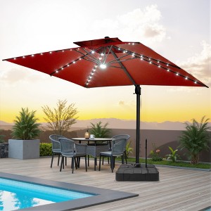Pellebant 10' x 13' Patio Cantilever Umbrella Solar LED Lights, 2-Tier ...