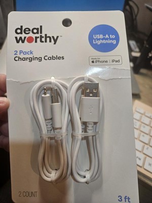 3' Lightning To Usb-a 2pk Charging Cable - Dealworthy™ White : Target