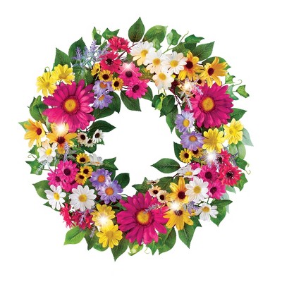 Collections Etc Colorful Butterfly Fern Floral Hanging Wreath : Target