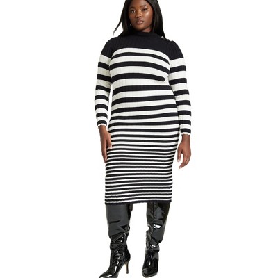 Eloquii Women's Plus Size Preppy Striped Sweater Dress : Target