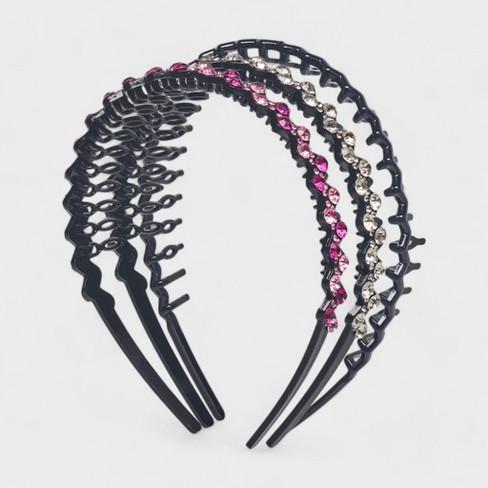 Hair Essentials Women's 3-pack Comb Headbands - Non-slip Decorative ...