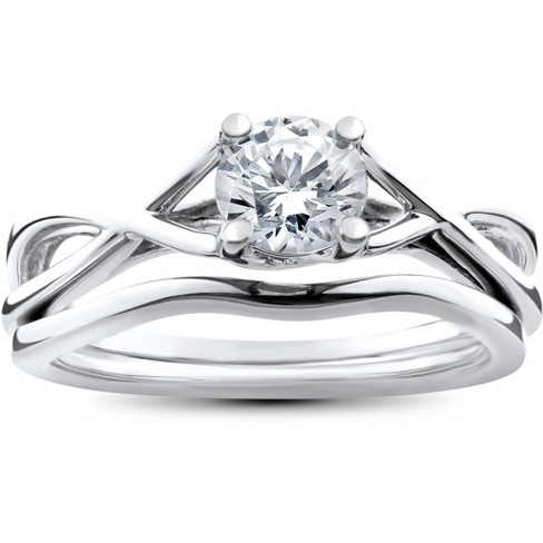 Pompeii3 1/2ct Intertwined Diamond Engagement Ring Set 14k White Gold ...