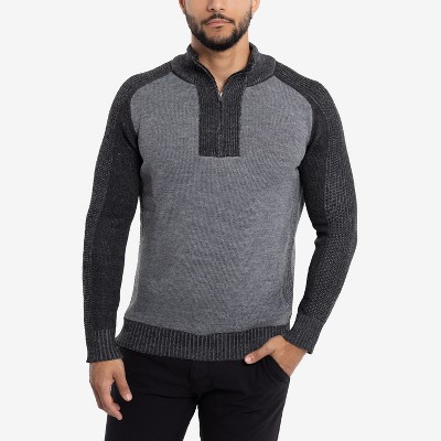 X Ray Men's Quarter-zip Pullover Sweater In Charcoal Grey Size Large ...