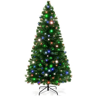 6ft Pre-lit Artificial Christmas Tree With 250 Multi-color Led Lights ...