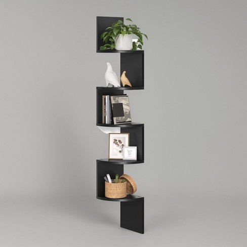 Wall Mount Floating Corner Shelf, 5-tier Radial For Bedroom, Living ...