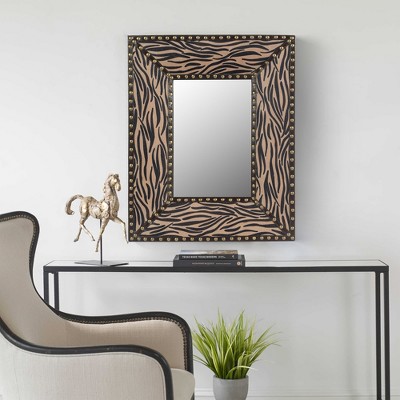 Sofie 21" X 26" Decorative Wall Mirrors With Rectangle Brown Zebra Pu ...