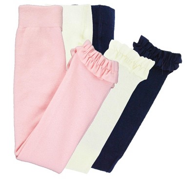 Rufflebutts Girls 3-pack Footless Ruffle Tights - Ivory/pink/dark Navy ...