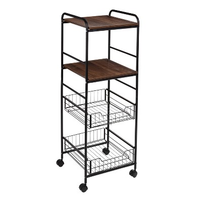 Nex 4 Tier Storage Cart With Mesh Basket Black : Target