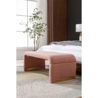 Xiyuyeu Bench Shoe Bench Boucle Fabric Loveseat Ottoman Footstool For ...