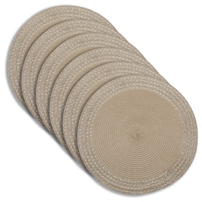 Dainty Home Sparkles 15" Round Woven Placemats Set Of 6 - Reversible ...