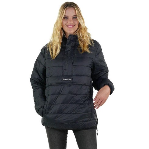 Members Only Women's Popover Puffer Oversized Jacket - Black - Large : Target