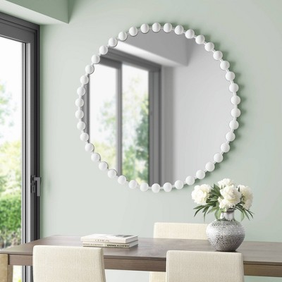 36" Marlowe Beaded Round Wall Mirror White - Madison Park : Target