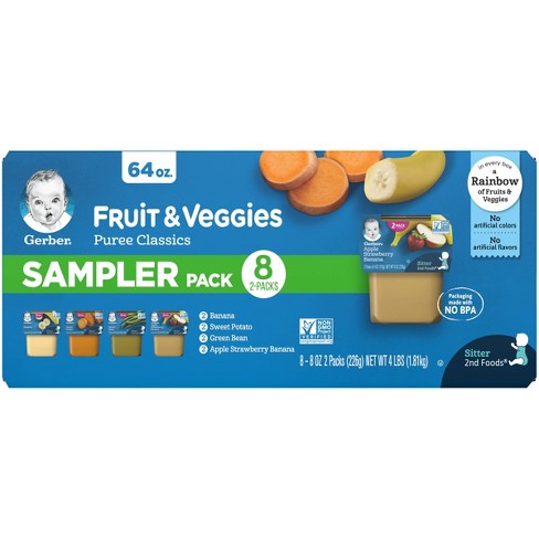 Gerber 2nd Foods Fruit & Veggies Puree Classics Sampler Baby Snacks ...