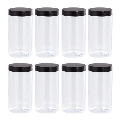 Unique Bargains Round Clear Plastic Empty Jars With Black Screw Top Lid ...
