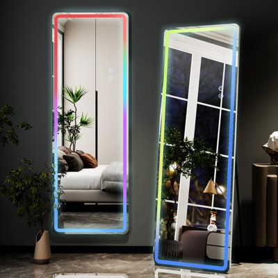 BEAUTYPEAK LED Full Length Mirror with Stand 20"x 63" White : Target