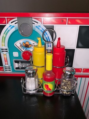Melissa & Doug Condiments Set (6pc) - Play Food, Stainless Steel Caddy ...