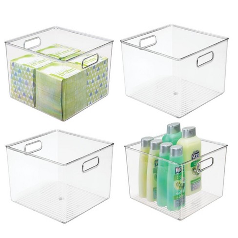 Mdesign Plastic Bathroom Storage Container Bin Box With Handles, 4 Pack ...