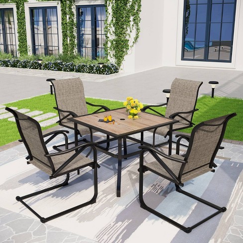 5pc Patio Dining Set With 37"x37" Square Table & 4 C-spring Motion ...