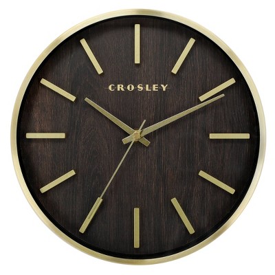 Contemporary Analog 16" Quartz With Raised Gold Numbers Gray Wall Clock ...