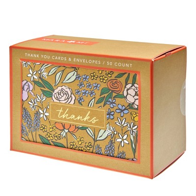 50ct Blank Thank You Cards Floral : Target